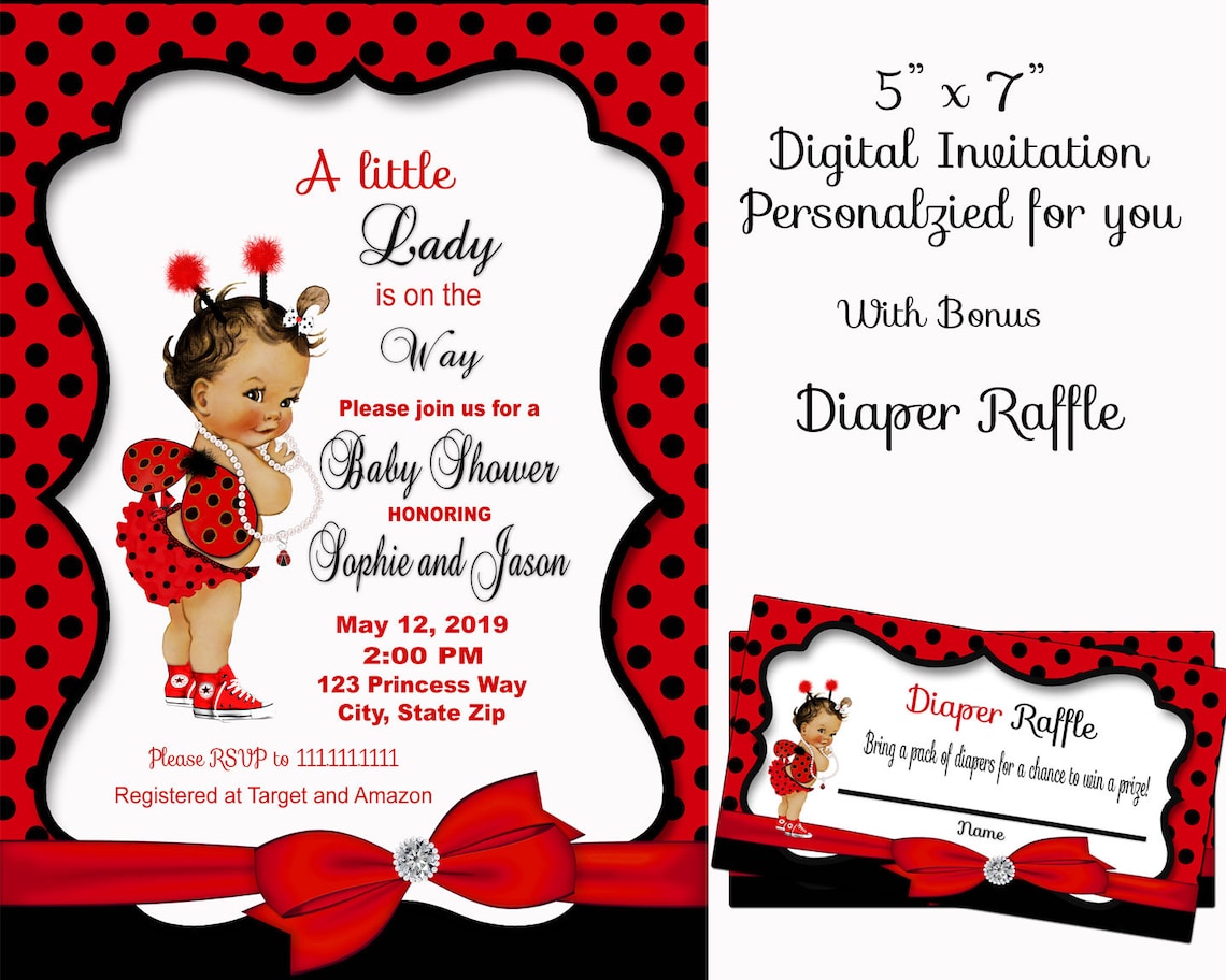 Ladybug Baby Shower Invitation Lady Bug Love Bug Red & - Etsy