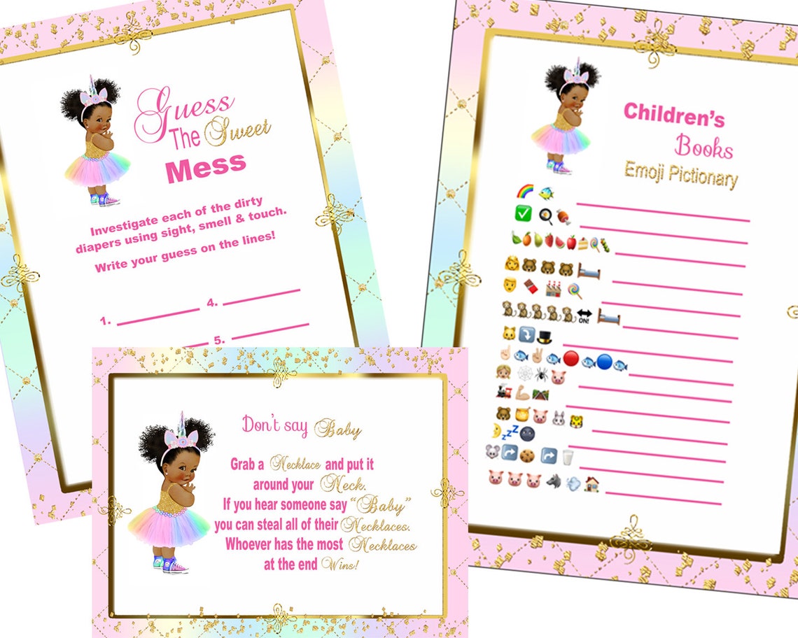 Unicorn Baby Shower Games Royal Princess Baby Shower Games | Etsy