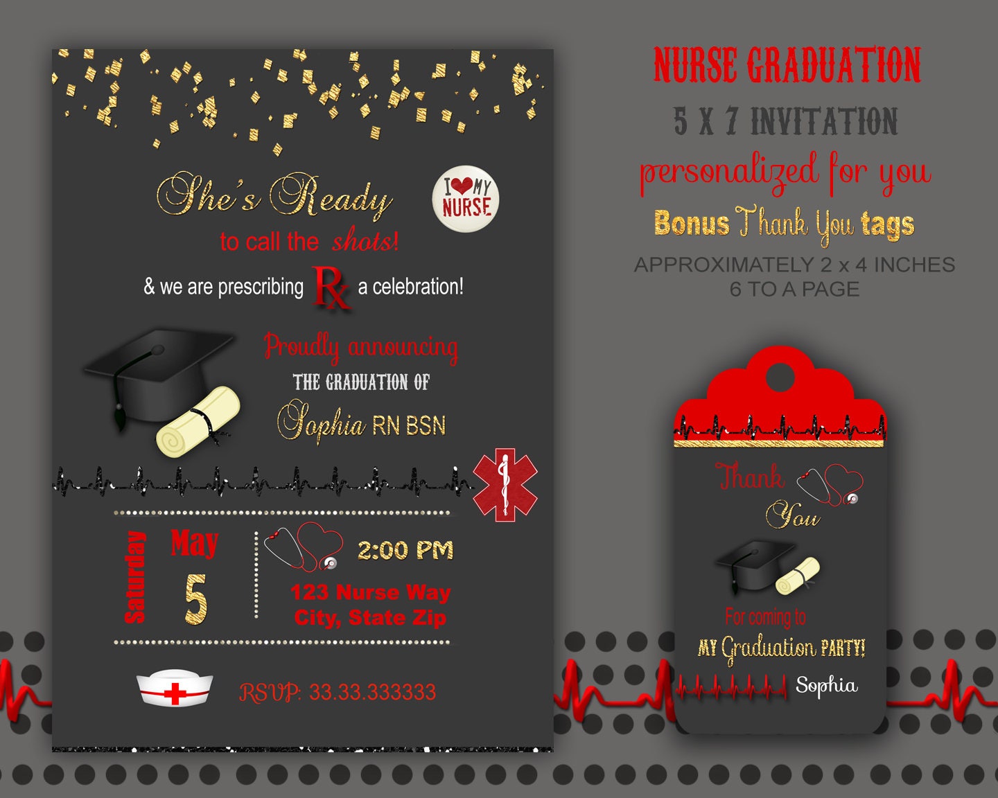 Paper & Party Supplies Invitations Invitations & Announcements Nurse ...