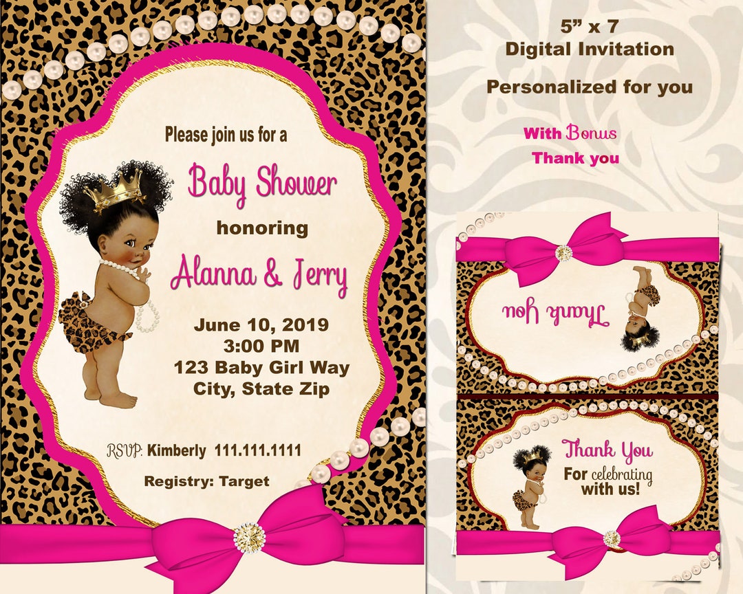 Hot Pink Leopard Baby Shower Invitation: Vintage Princess Theme ...