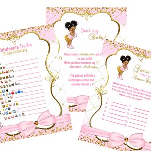 Royal Princess Baby Shower Games Printable Pack, Pink Gold Baby Shower ...
