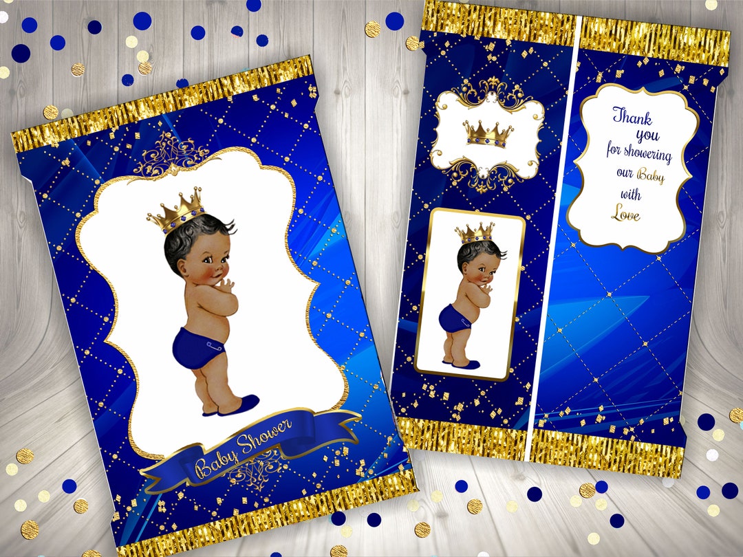 Royal Prince Chip Bag: Blue & Gold Baby Shower (digital Download, PDF ...