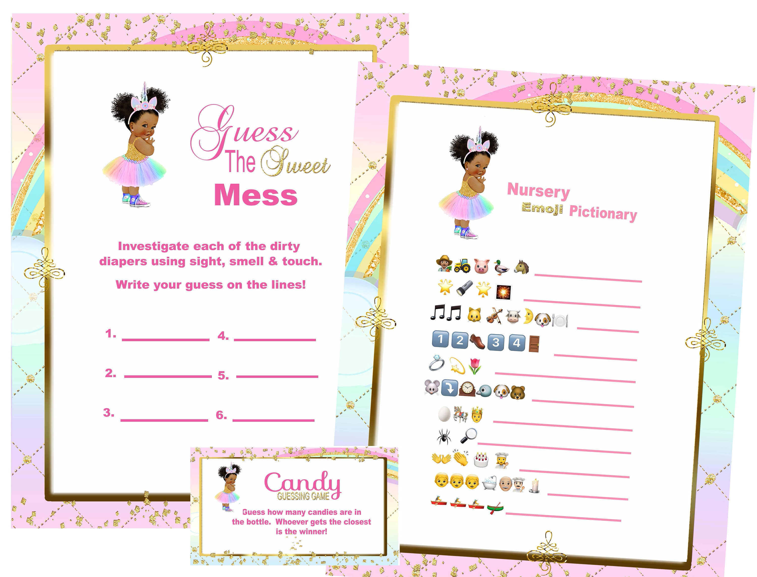 Unicorn Baby Shower Games Princess Baby Shower Games | Etsy