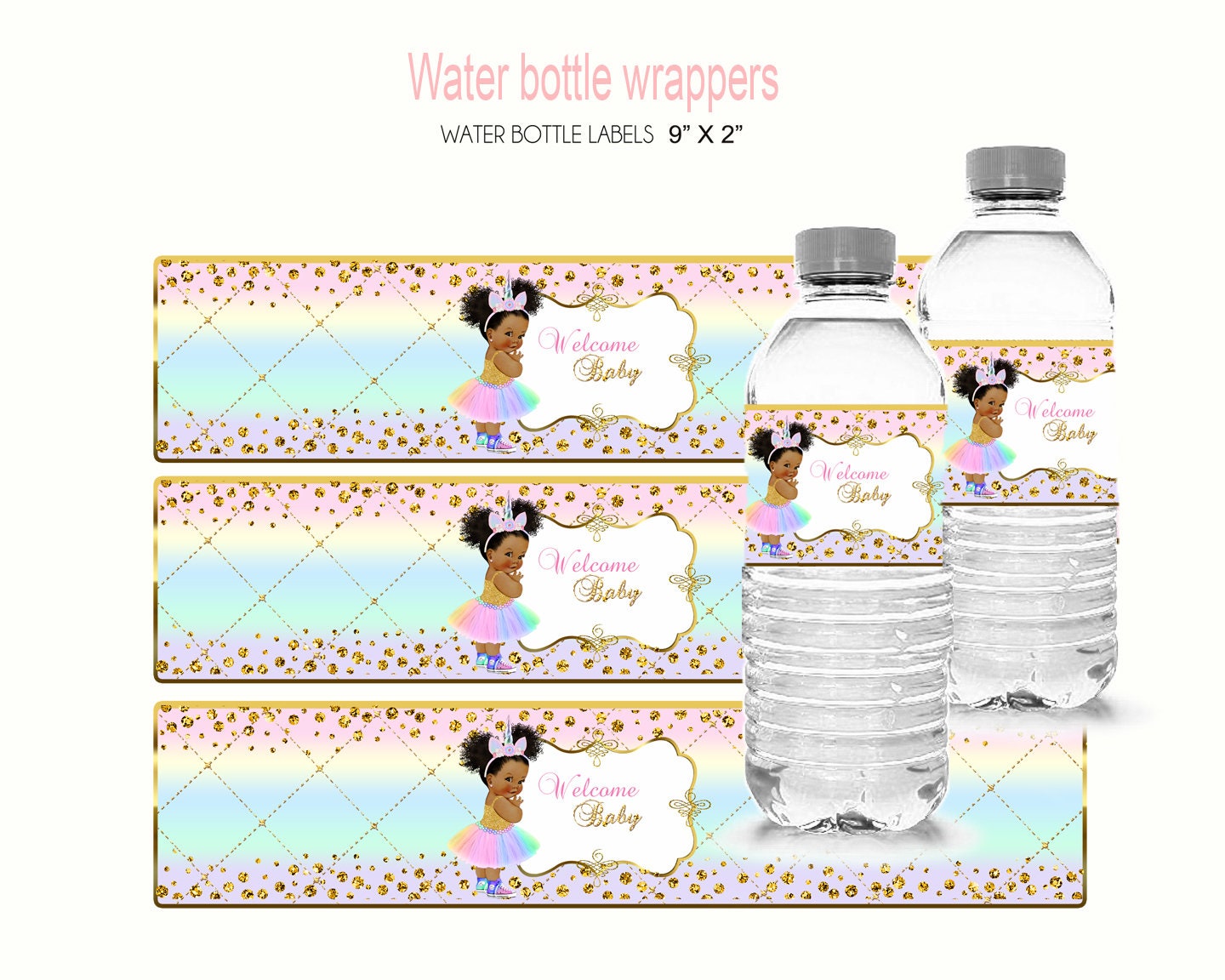 Unicorn Water Bottle Wrapper Princess Water Bottle Wrapper | Etsy