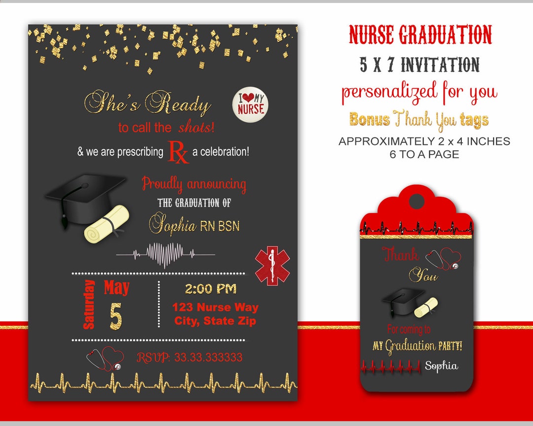 Nurse Graduation Invitation: Personalized Party, Cap & Pinning Ceremony ...