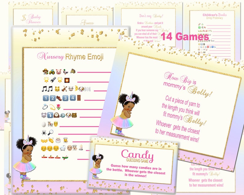 Unicorn Baby Shower Games Baby Shower Games Unicorn Baby | Etsy