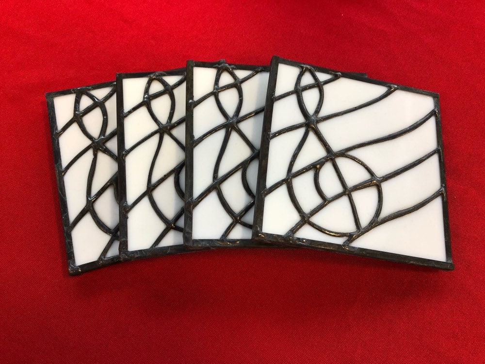 Hand-crafted, Stained Glass Coasters With Treble Clef and Musical Staff ...