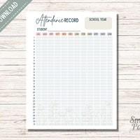Attendance Tracker Printable, Colorful Attendance Sheet Template, Boho ...