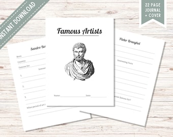 Famous Artist Journal My Journal of Great Artists Art Study Unit Study ...