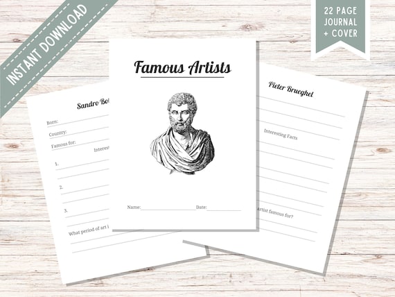 Famous Artist Journal Art History Notebook Art Study Unit - Etsy