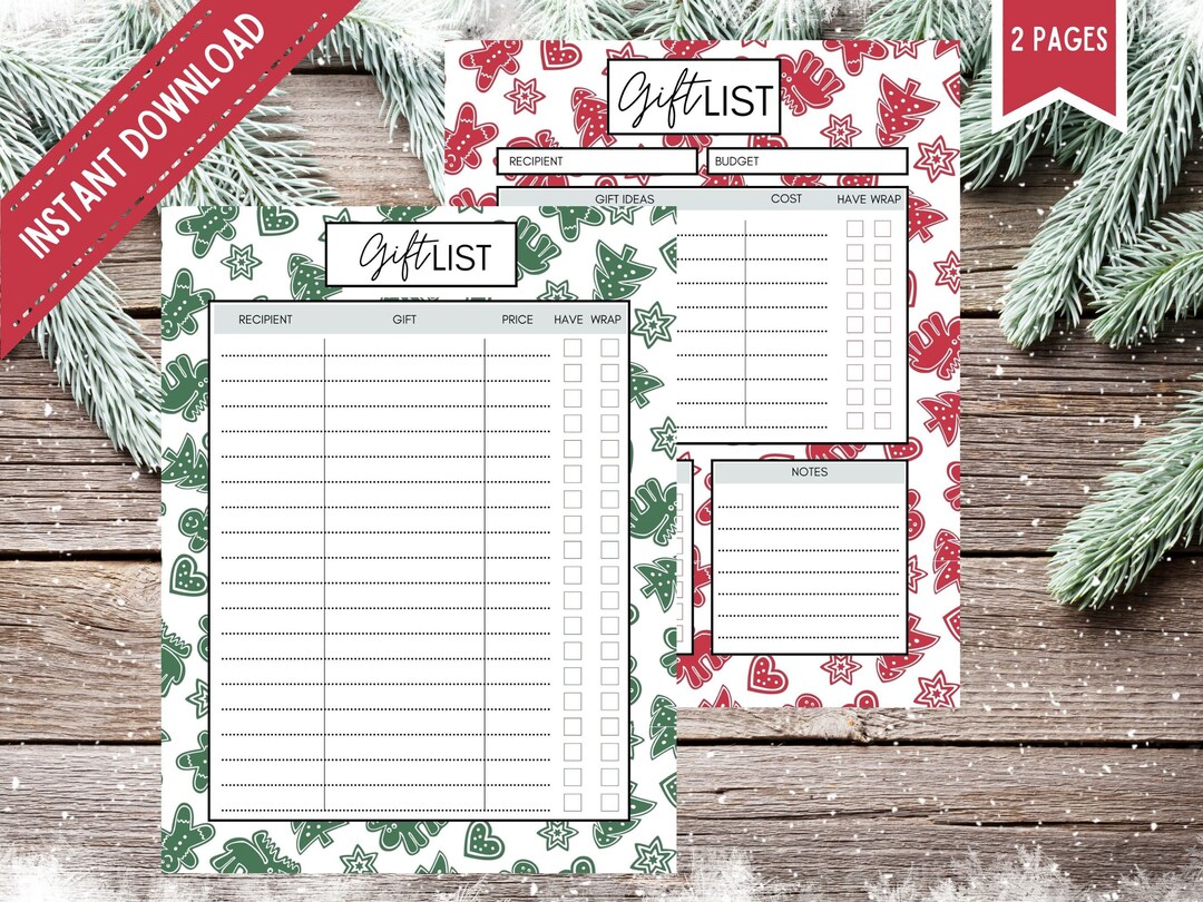 Christmas Gift Planner Printable Holiday Planning Christmas Gift ...