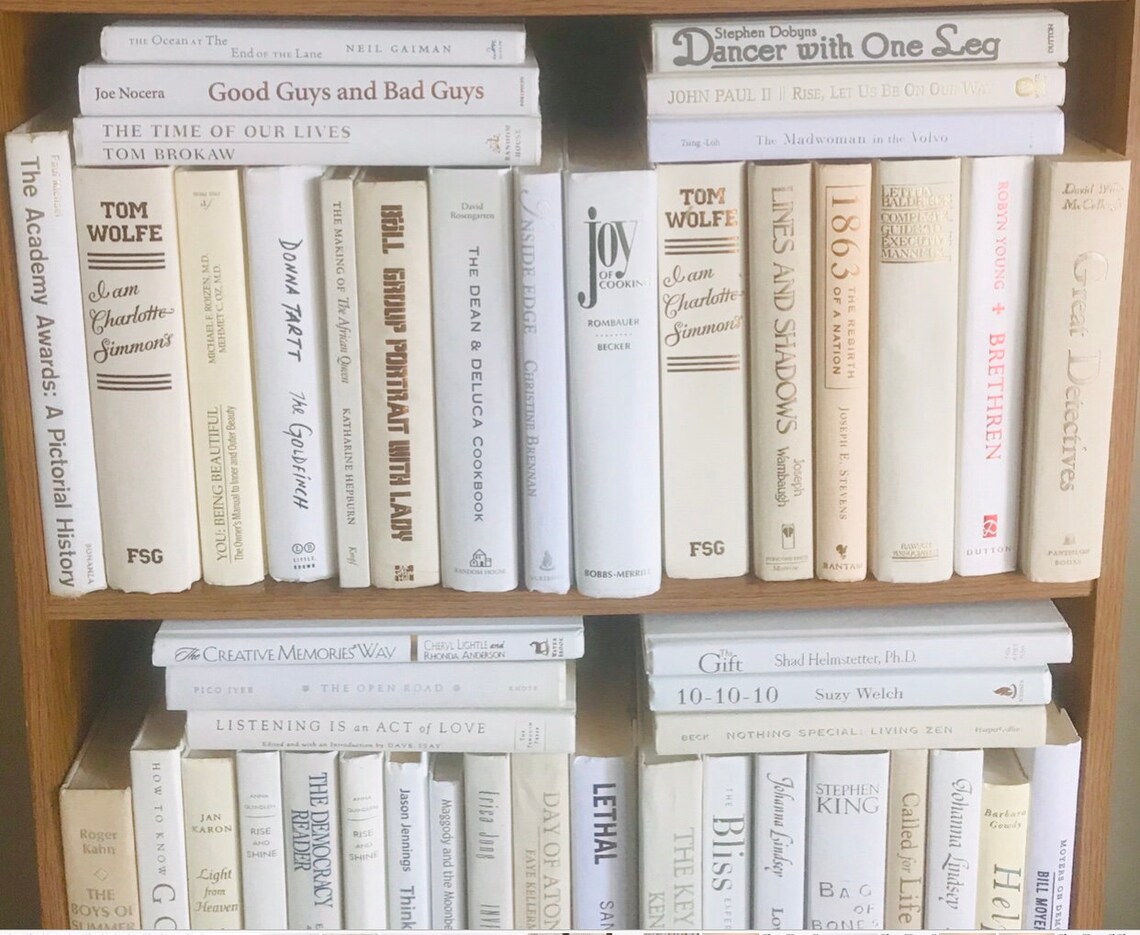 White Book Bundle of 12 modern Books, Farmhouse Decor, Instant Library ...