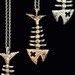 Handmade Sterling Silver Fish Skeleton Pendant: Weathered Cartoon Style ...