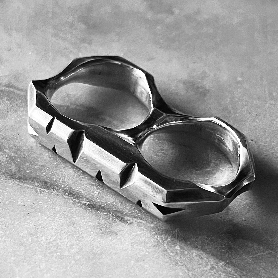 Heavy Sterling Silver Double Ring. Duster Ring Men’s Gift Heavy Metal ...
