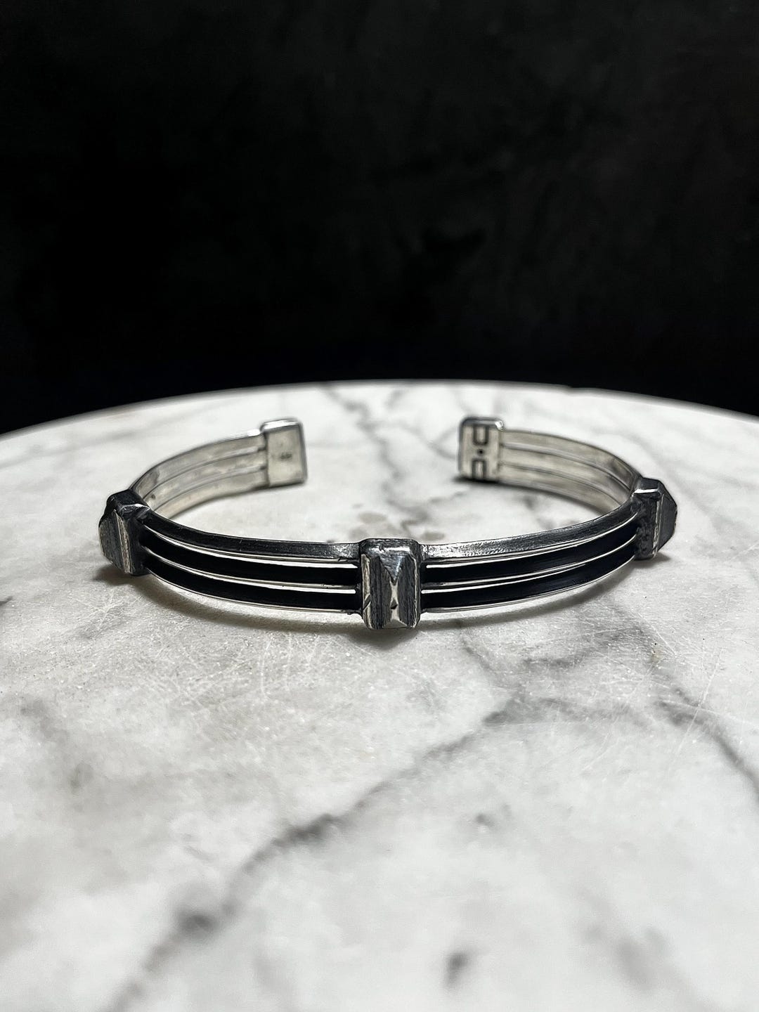 Brutalist Contemporary Heavy Metal Jewelry Sterling Silver Bracelet ...