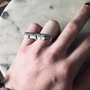 Heavy Sterling Silver Double Ring: Brutalist Fusion, Rocker Style - Etsy