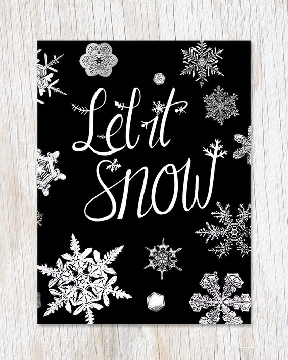 Let It Snow Christmas Card Snowflakes Festive Card Blank - Etsy