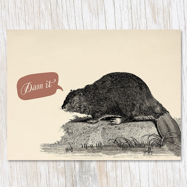 Beaver Card - Etsy