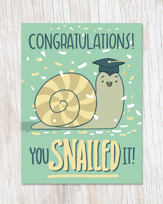 Congratulations Snail Graduation Card Slow Graduation | Etsy