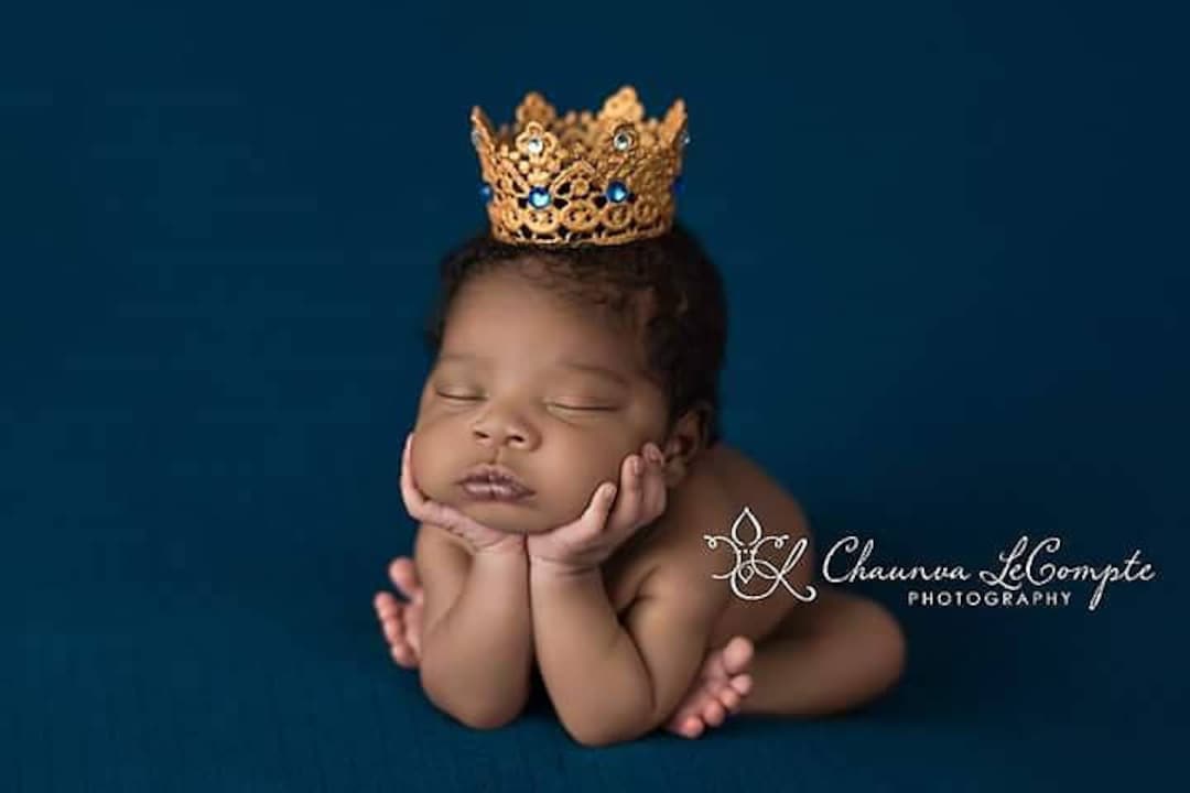 Crown Newborn Baby Boy Blue Crown Gold Baby Crown Newborn Boy Prop Blue ...