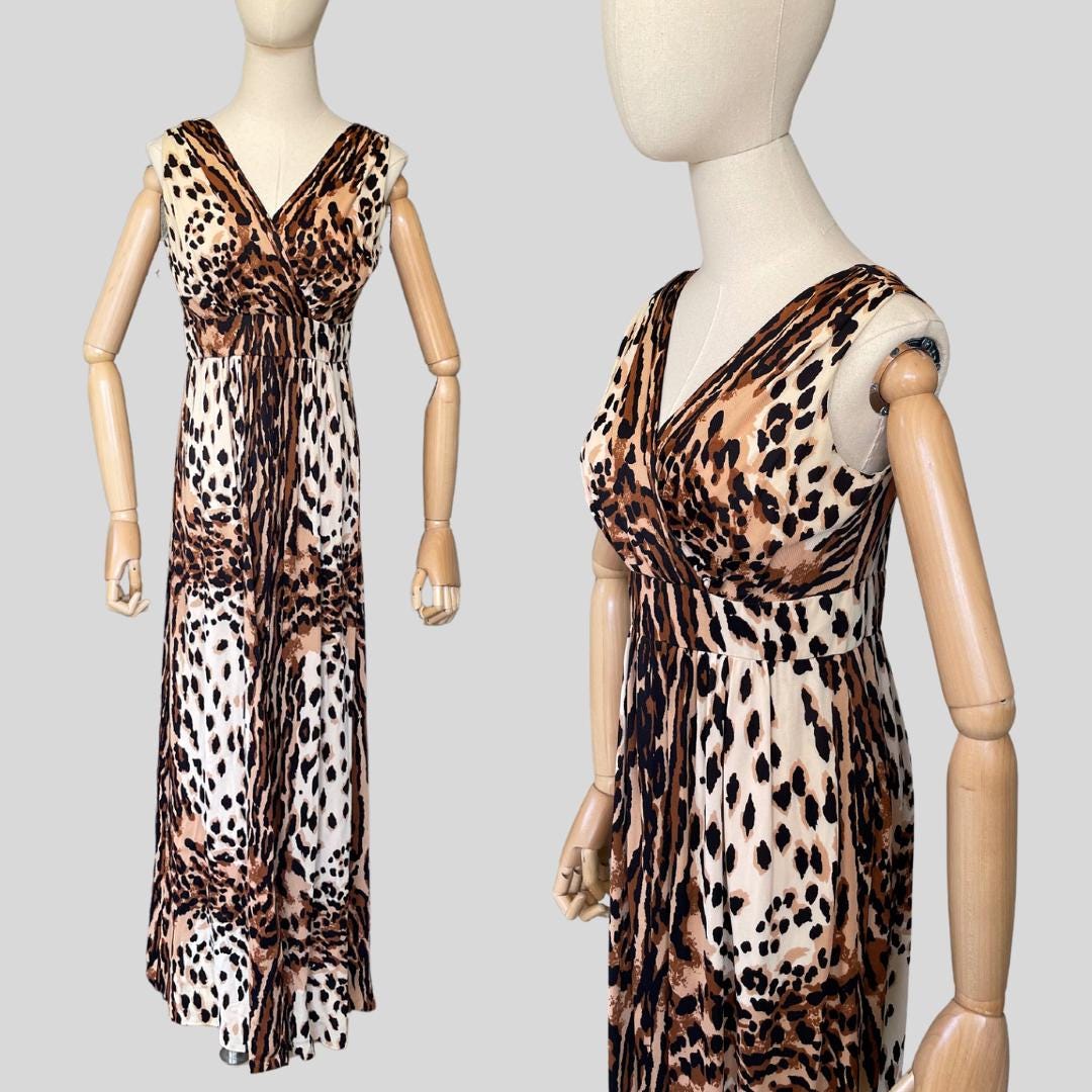 Vintage 60s 1960s Leopard Print Animal Dress Maxi Summer Bombshell ...