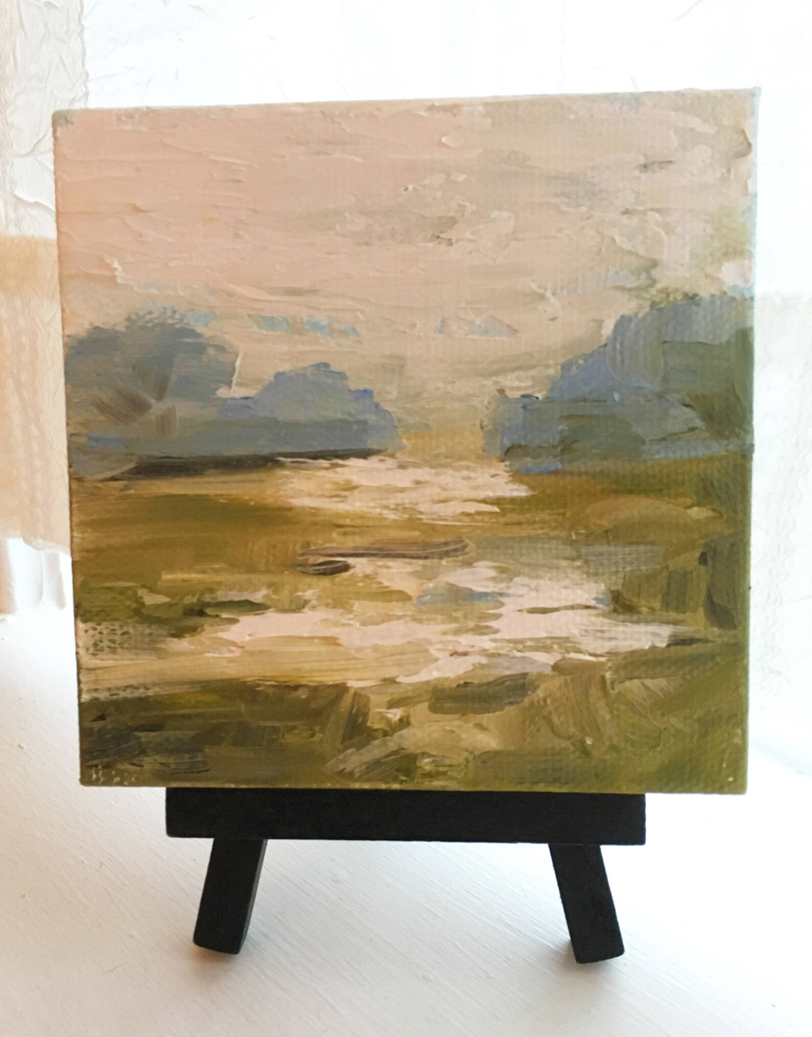 Landscape mini oil painting with mini easel or wood frame | Etsy