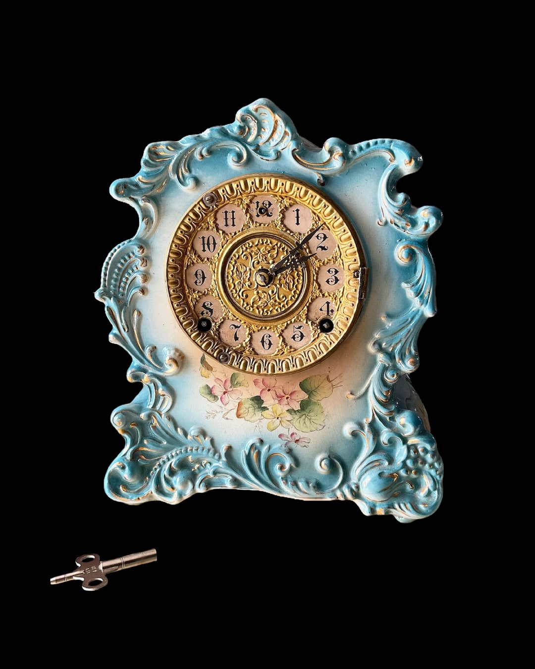Antique Gilbert Porcelain Mantle Clock, Circa 1900’s, Hinge and Glass ...