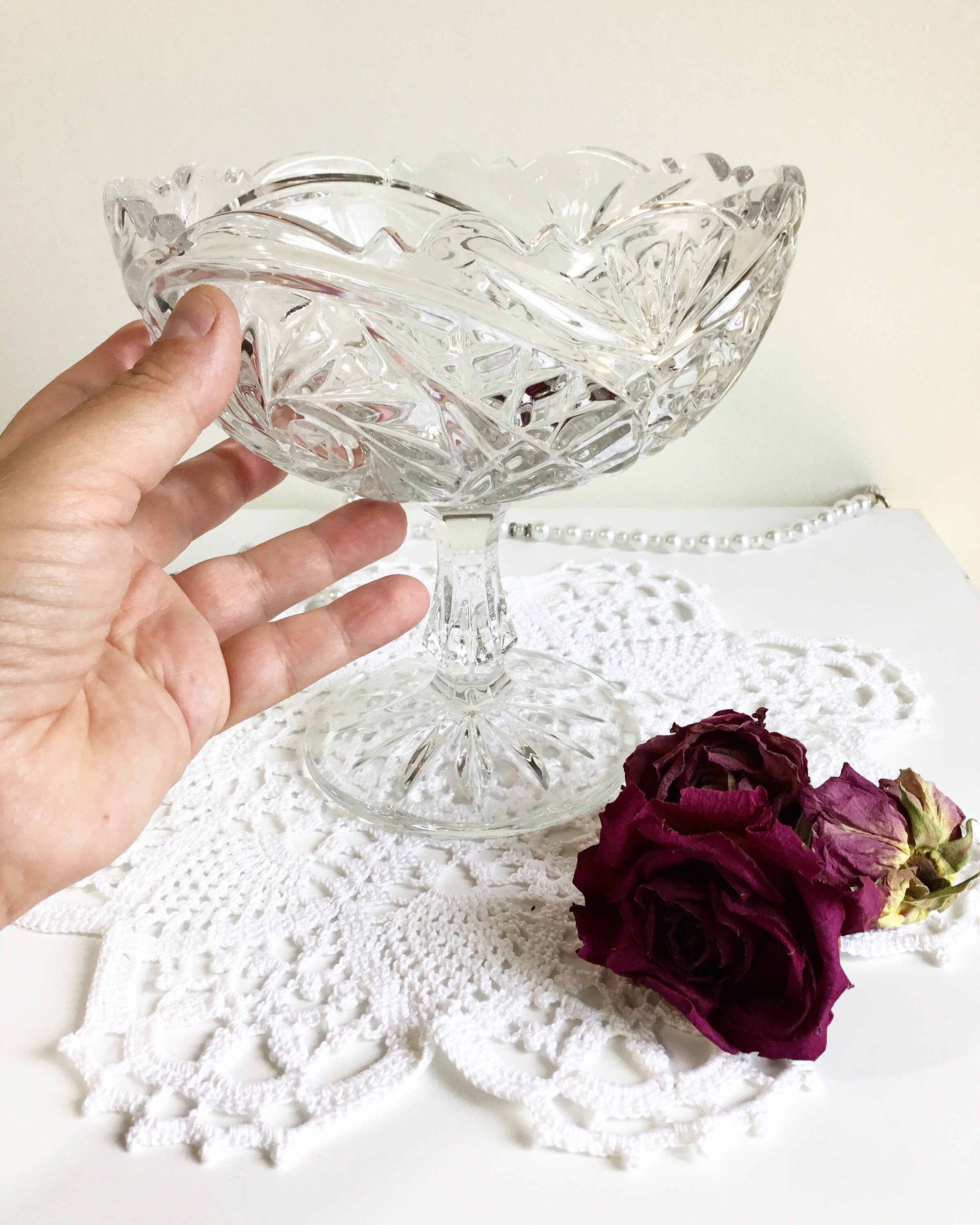 Pressed Glass Compote / Candy Dish | Etsy