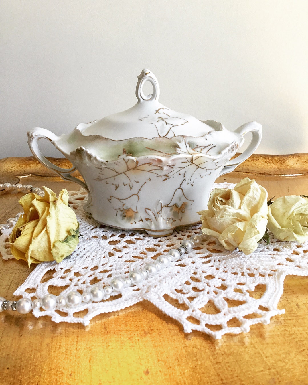 RS Prussia Cracker Jar Wheelock Mark With White Satin Finish and ...