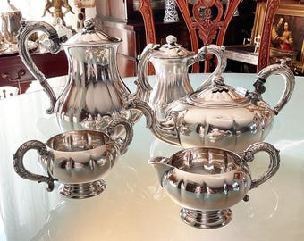 Silver Plated Tea Set With Serving Tray, Birks Primrose Plate - Etsy