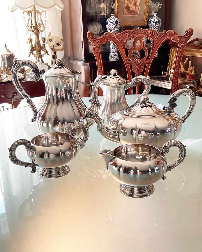 Silver Plated 5-piece Tea Set - Etsy