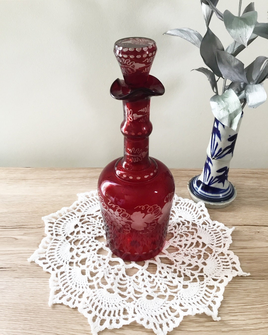 Decanter Bohemian Ruby Flash - Etsy