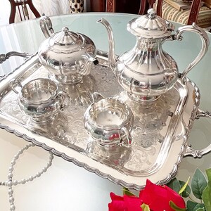 Silver Plated Tea Set With Serving Tray, Birks Primrose Plate - Etsy
