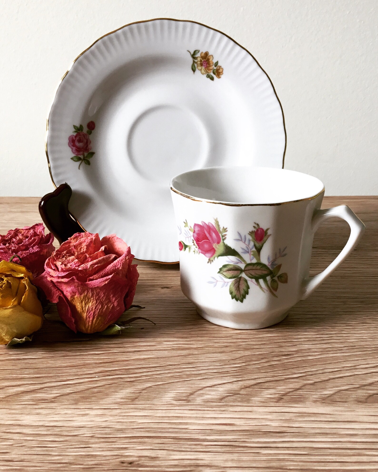 Mismatched Teacup and Saucer Set With Pretty Flowers - Etsy