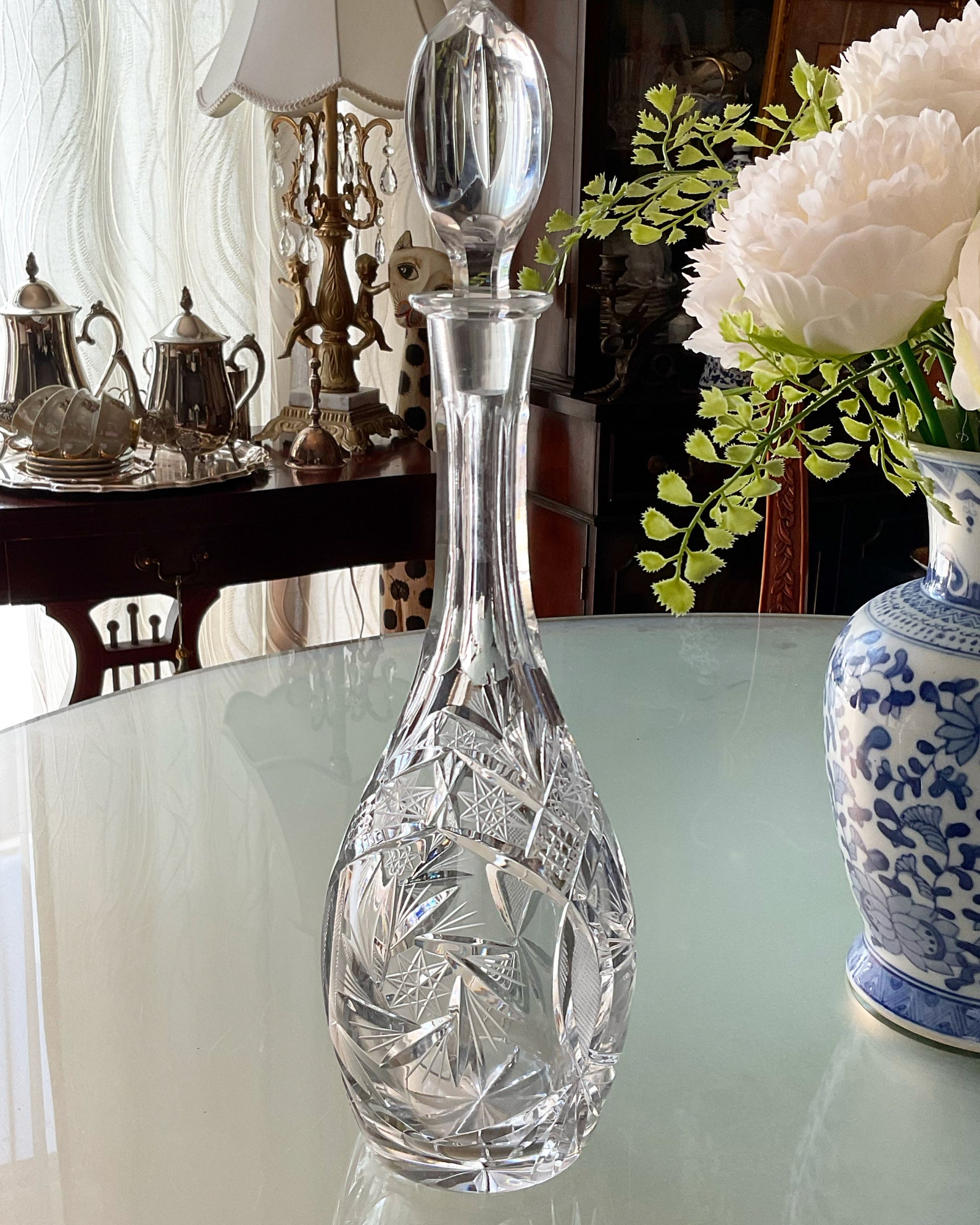Vintage Large Pinwheel Crystal Decanter - Etsy