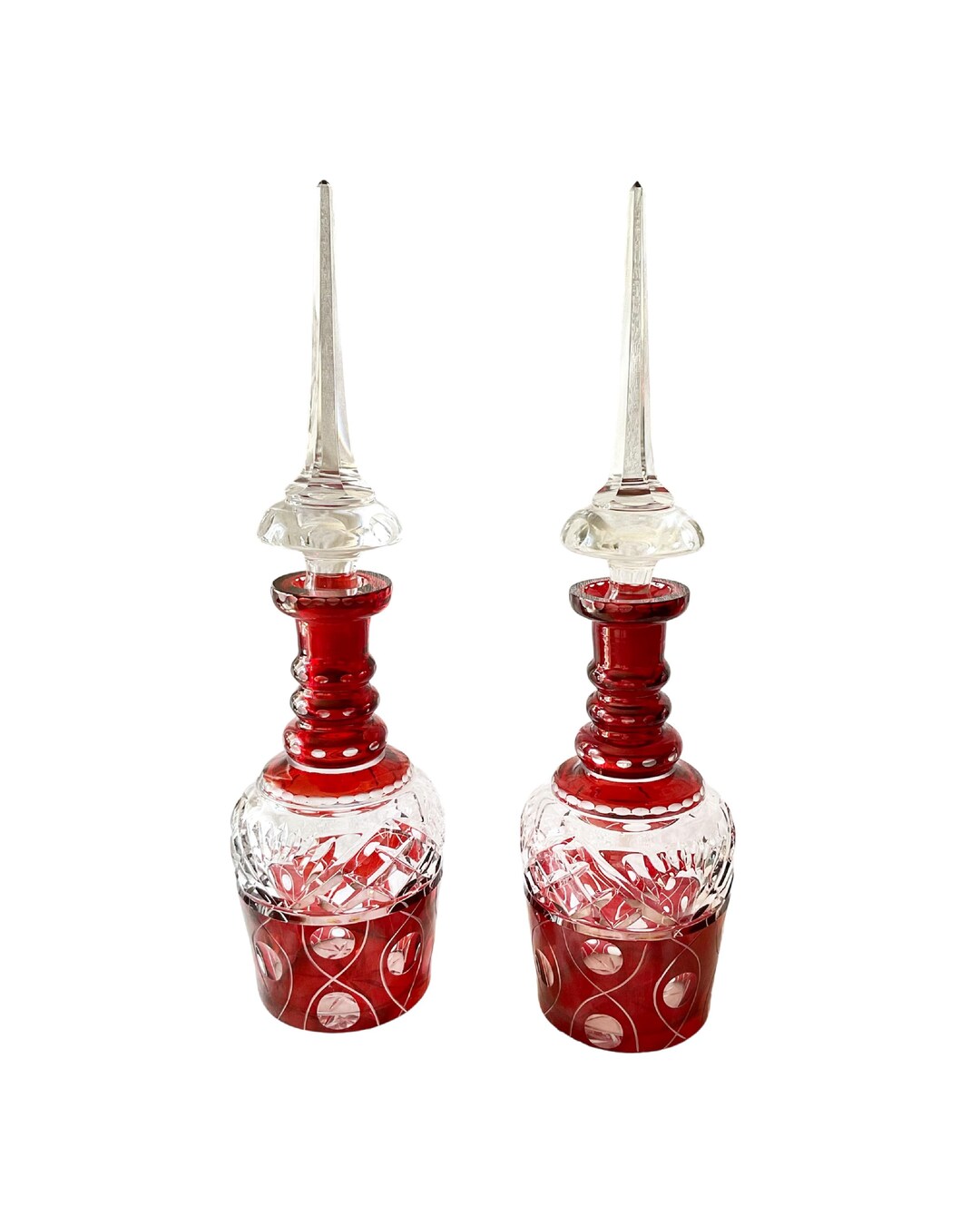 Pair of Antique Ruby Flash Glass Decanters, Circa 1890 - Etsy
