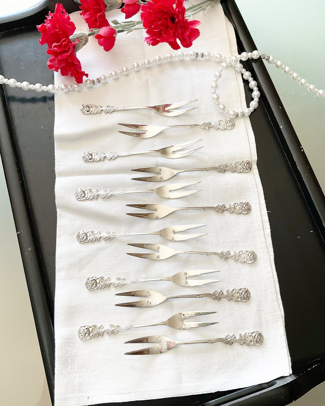 Vintage Silver-plated Cocktail Forks With Rose Handles, Set of 12 - Etsy