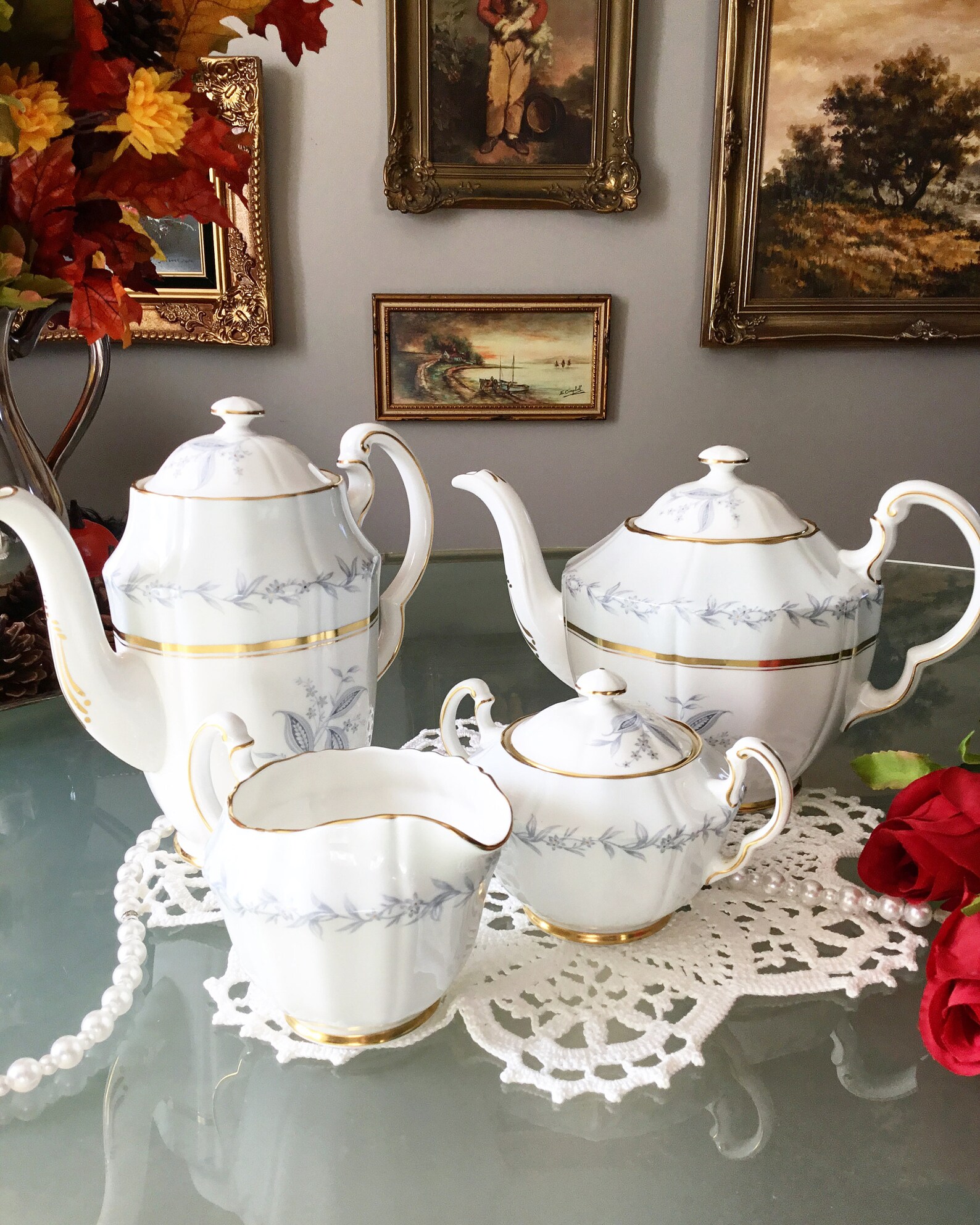 Tea and Coffee Set Morning Mist by Northumbria England Hand - Etsy India