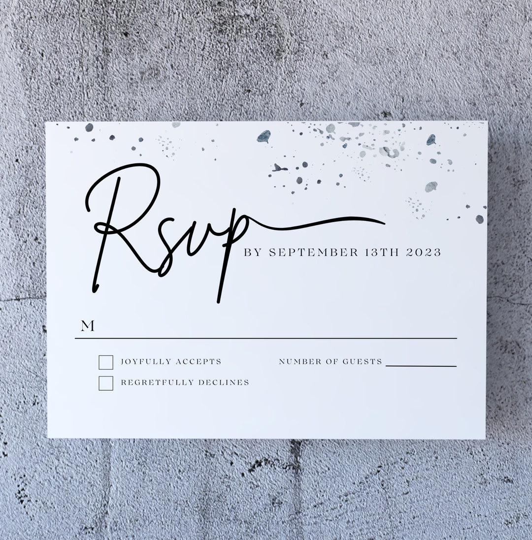 Watercolor Paint Splatter RSVP Card | Canva Template RSVP Wedding Template - Etsy