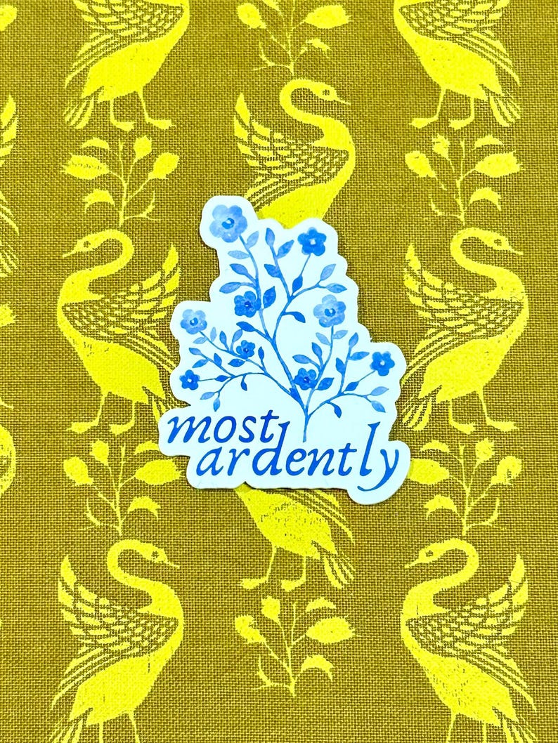 Most Ardently | Pride and Prejudice Jane Austen Sticker | Book Kindle ...