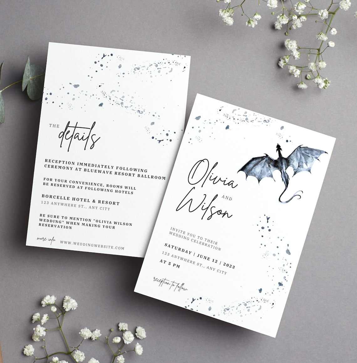 Dragon Wedding Invitation Fantasy Canva Template Wedding - Etsy