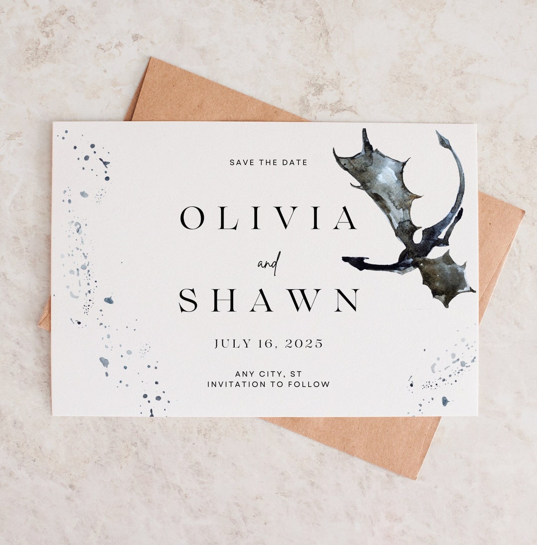 Dragon Save the Date | Fantasy Wedding Canva Template (5x7, 4x6 Inch ...