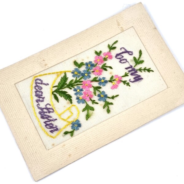 Embroidered Silk Postcard - Etsy