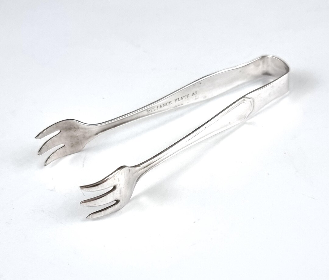 SMALL Sugar Tongs, Silver Plate, Reliance Plate Mark, Sugar Nips ...