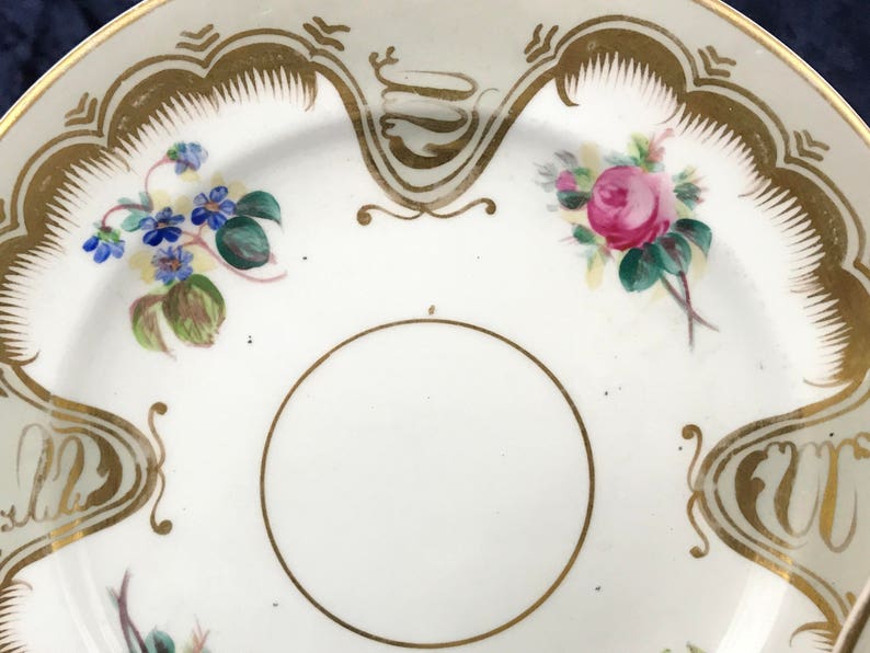 Antique Collectible Trio, Cup Saucer Plate, Rockingham Trio, Floral ...