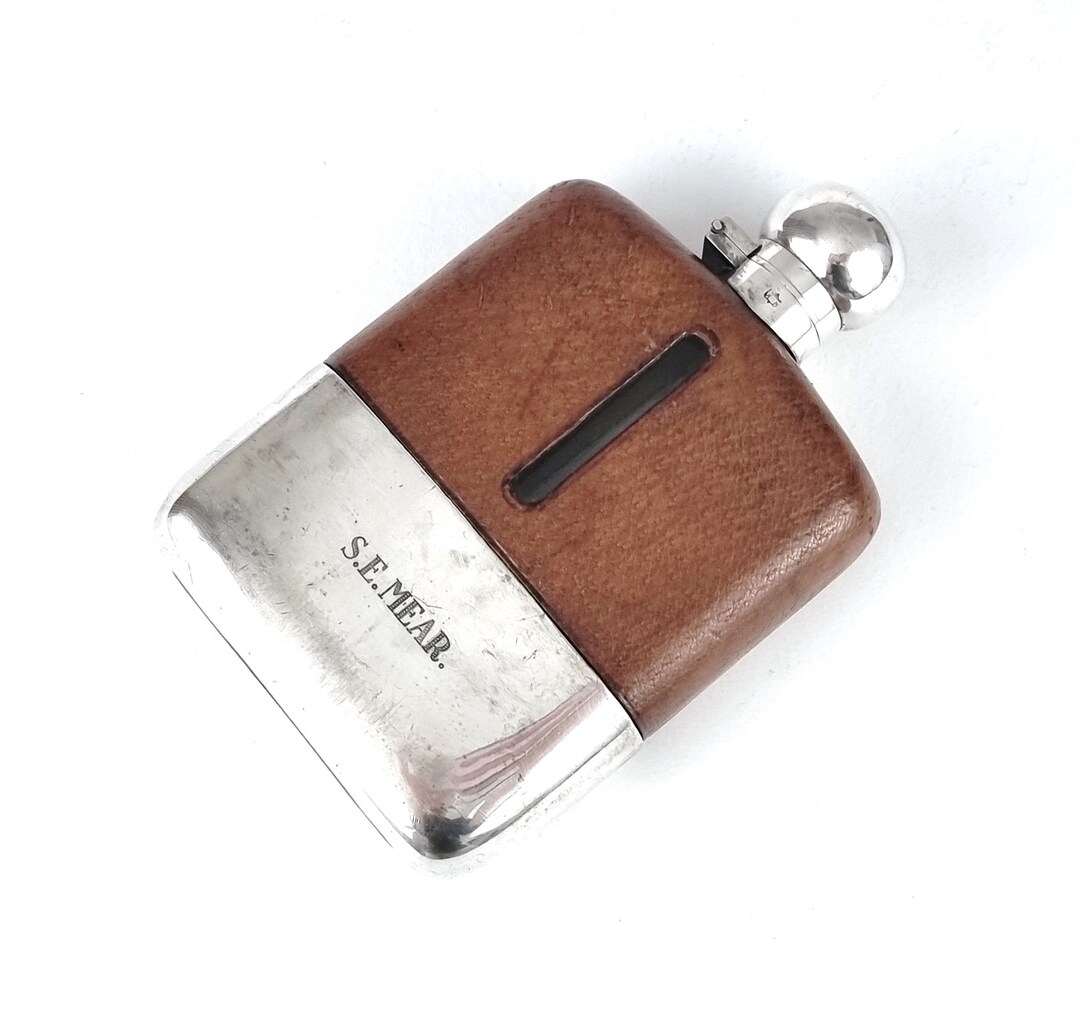 Very SCRATCHED Cup, Antique Flask, Large Hip Flask, Half Jacket With ...