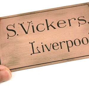 RARE Antique Plaque, Name Plaque, Antique Copper, S Vickers Liverpool ...
