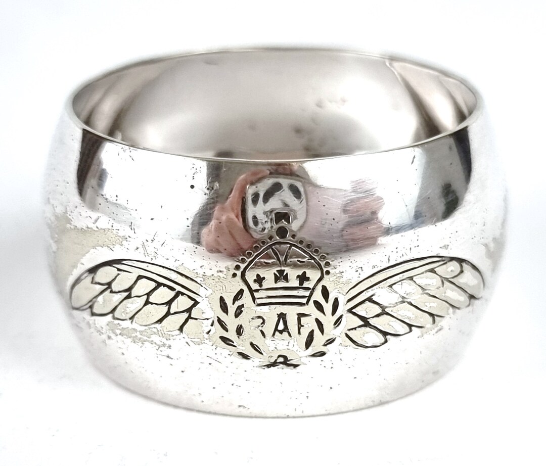 Second World War, Worn Silver Plate, RAF Napkin Ring, Officers Mess ...