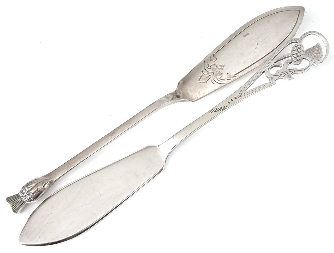 Small Butter Spreaders, Silver Plate, Scottish Theme, Thistle Pattern ...