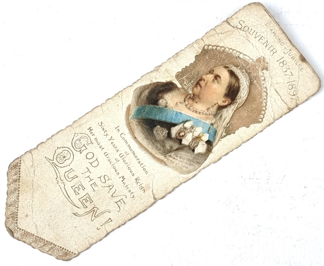 Antique Paper Bookmark, Queen Victoria, 1897 Jubilee, National Anthem ...